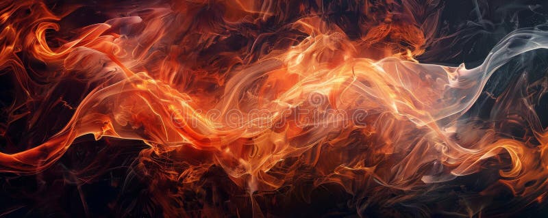 Abstract Fire and Smoke Art, Dynamic and Swirling Patterns. Fiery ...