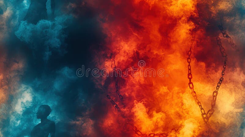 Abstract Fire and Smoke with Chains in Vivid Contrast Stock Photo ...
