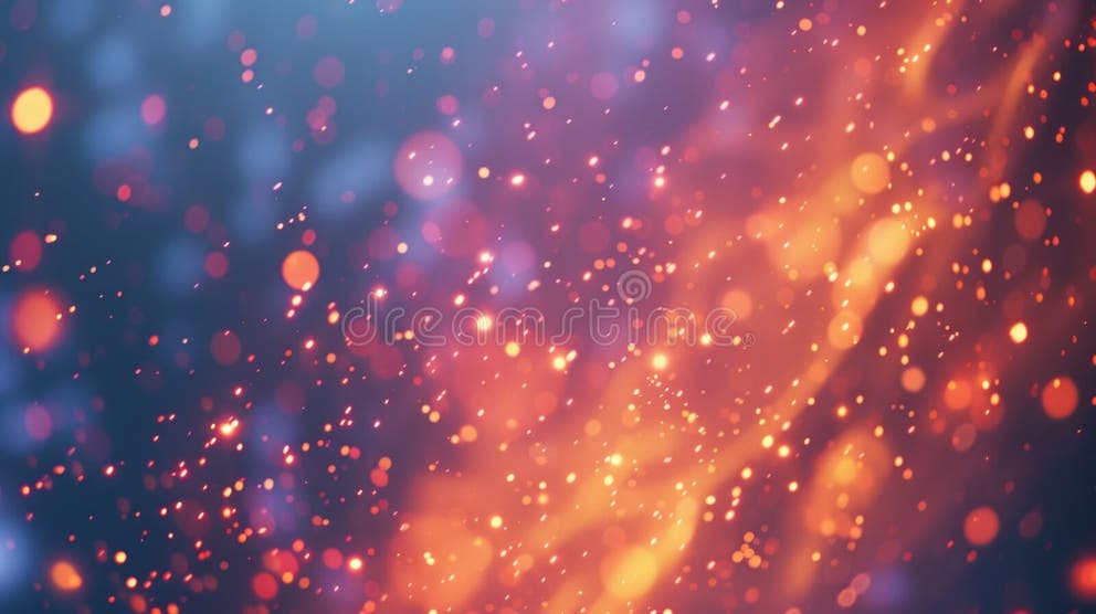 Abstract Fire Sparkles Overlay: Warm Bokeh Particles Background Effect Stock Illustration ...