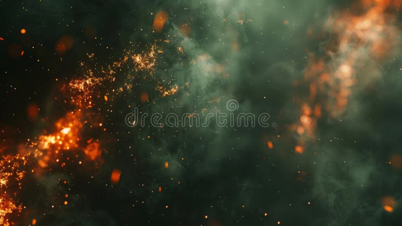 Abstract Fire Sparks and Smoke Background, Burning Effect Overlay Stock ...