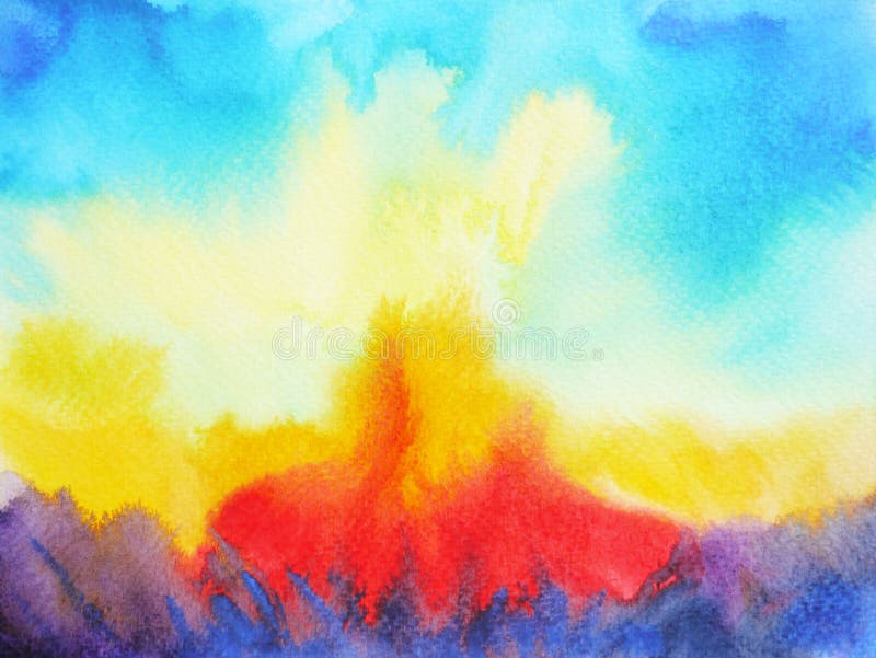 Abstract Fire Splash Power Watercolor Painting Hand Drawing Stock ...