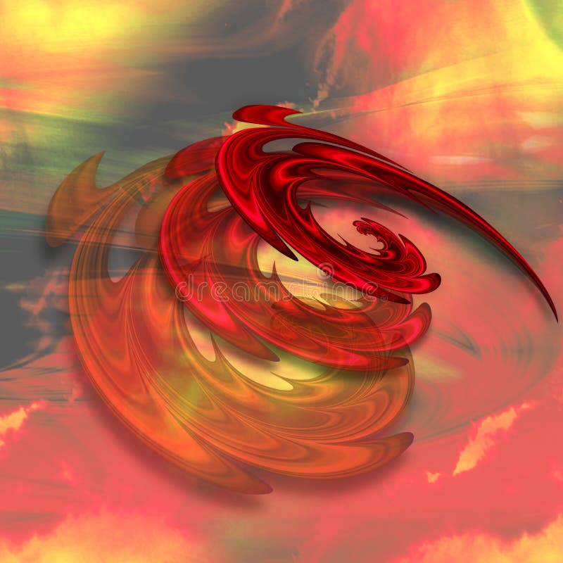 Abstract Fire Vortex with Rotating Spirals of Flames Stock Illustration ...