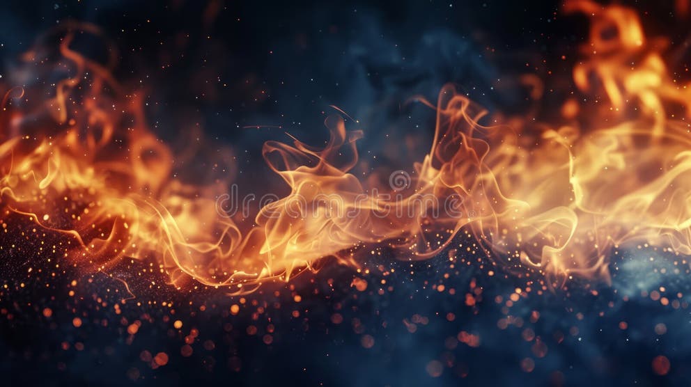 Abstract Fire Wave Background, Flame Energy, Blaze Inferno Effect Stock ...