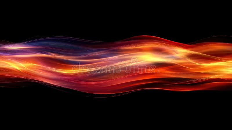 Abstract Fire Waves on Black Background Stock Illustration ...