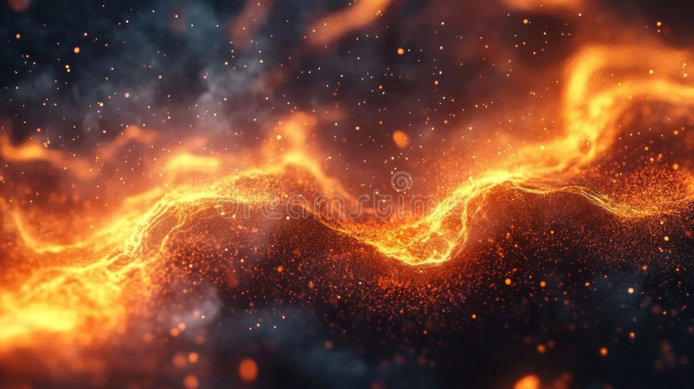 Abstract Fire Waves in Dark Background Stock Illustration ...