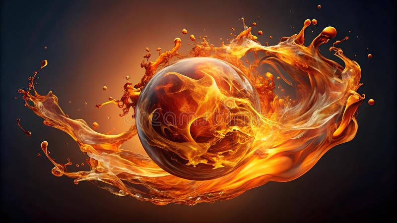 Abstract Fireball with Fluid Forms AI Generated Stock Illustration ...