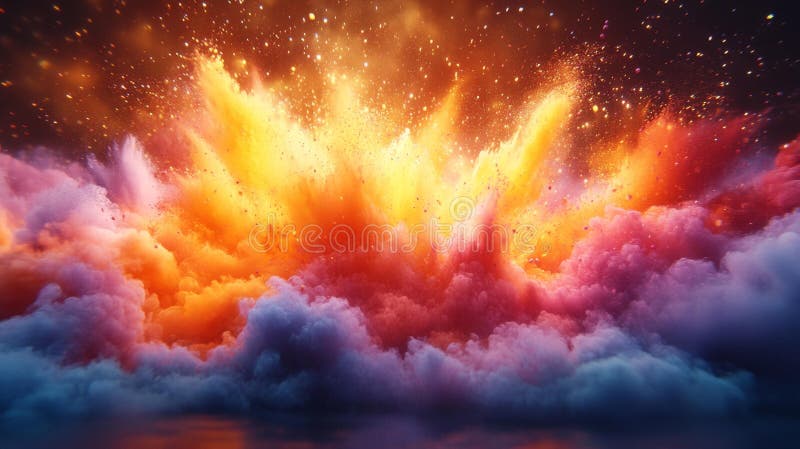 Abstract Firework Cloud Explosion Generative AI Stock Illustration ...