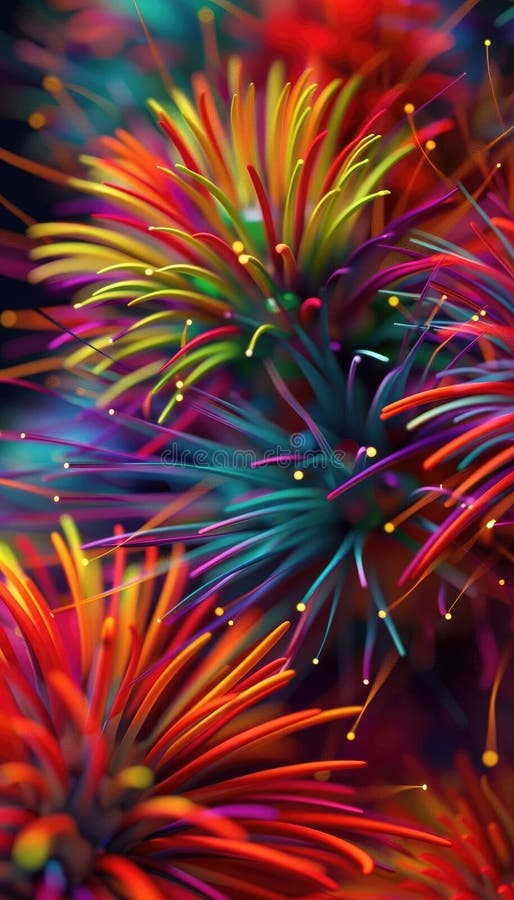 Abstract Firework Effect with Vibrant Colors3D Model Illustration ...