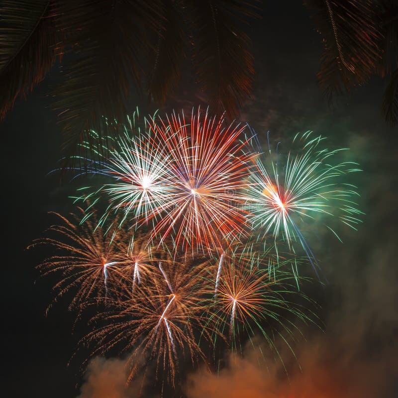 Abstract of Fireworks Celebration in Night Sky Stock Photo - Image of ...