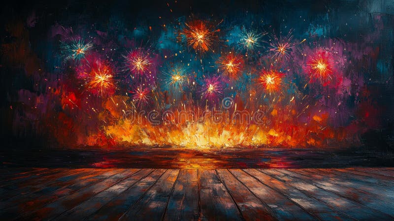Abstract Fireworks Explosion Over Water Generative AI Stock ...