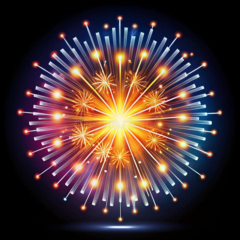 Abstract Fireworks in Geometric Style Stock Illustration - Illustration ...