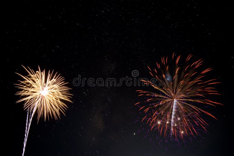 Abstract Fireworks Stock Image in Galaxy Sky Background Stock Image ...
