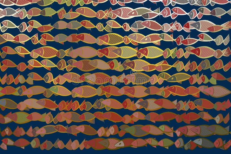 Abstract Fish Illustrations Background Pattern. Shape, Art, Hand-drawn ...