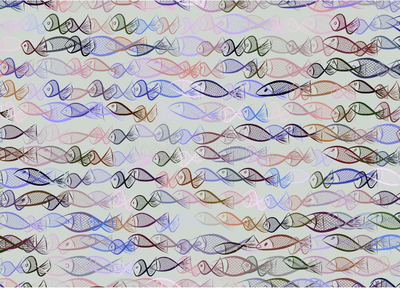 Abstract Fish Illustrations Background Pattern. Surface, Line ...