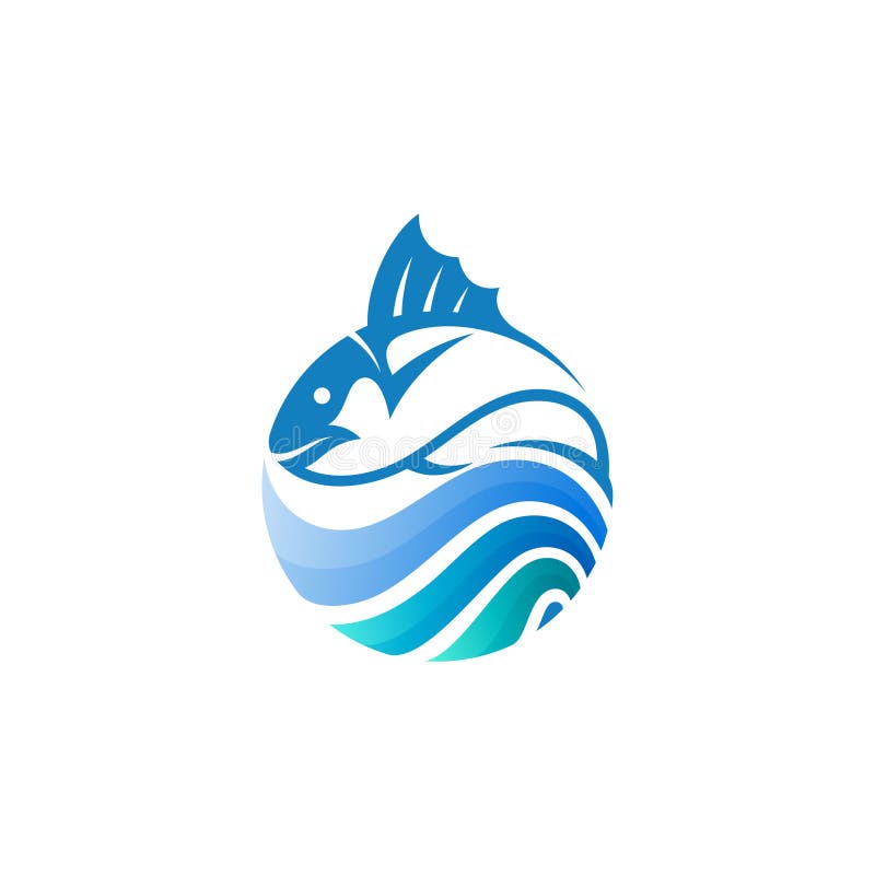 Abstract Fish Logo with Circle Design Template, Fish and Wave Stock ...