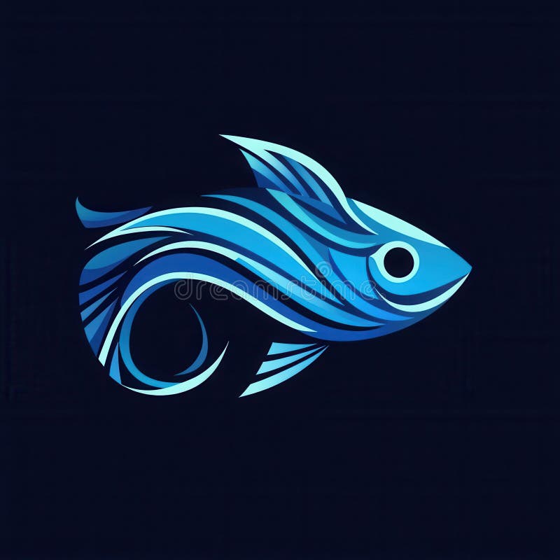 Minimalist Aquatic Logo Featuring Abstract Fish Design with Wave ...