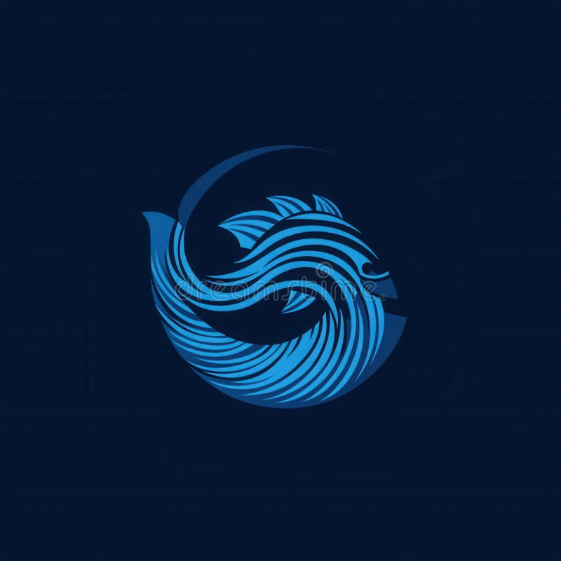 Abstract Fish Logo Featuring Wave Patterns in Cool Blue Tones for a ...