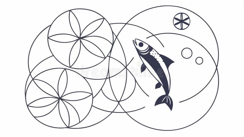 Abstract Fish in Overlapping Circles, Nature and Pattern Design Vector ...