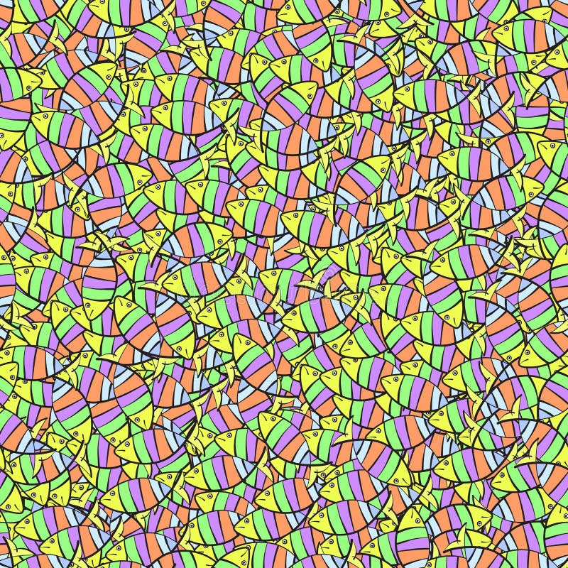 Abstract Fish Pattern with Bright Colors Vector Illustration Design ...