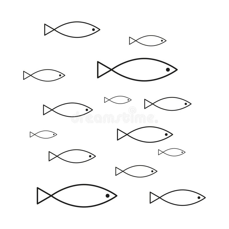 Abstract Fish Pattern. Vector Aquatic Design. Minimalist Fish Shapes ...