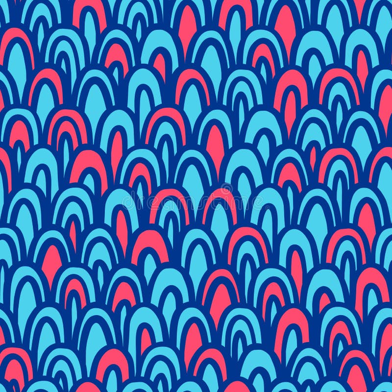 Abstract Fish Scale Hand Drawn Seamless Pattern Stock Illustration ...