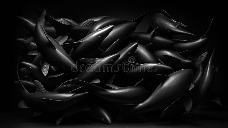 Abstract Fish Sculptures and Geometric Designs Stock Illustration ...