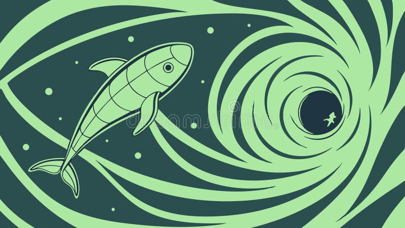 Abstract Fish in a Swirling Green Vortex Vector, Vector Design ...