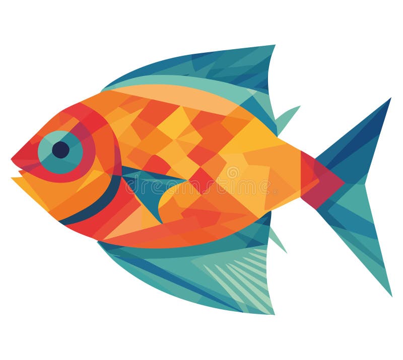 Abstract Fish Symbol in Multi Colored Vector Stock Illustration ...