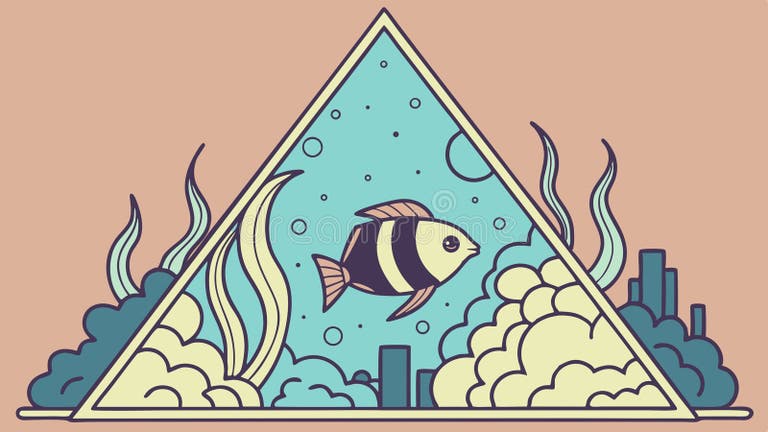 Abstract Fish in Triangular Underwater Scene, Vector Design Generative ...