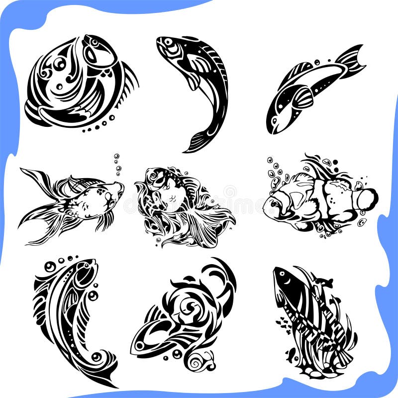 Abstract Fish - Vector Set. Stock Vector - Illustration of abstract ...