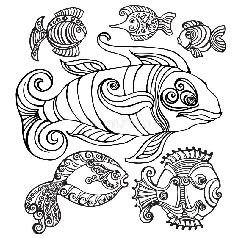 Decorative Fish Pattern stock vector. Illustration of skeleton - 33312237