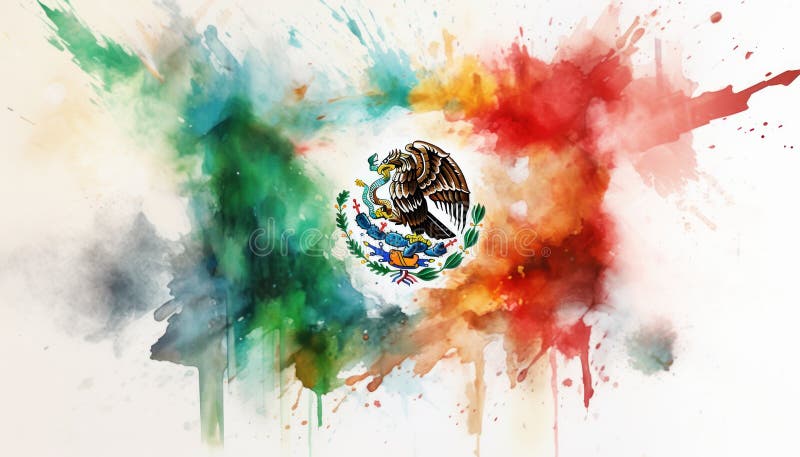 Abstract Flag of Mexico in Style of Watercolor Splashes. Stock ...