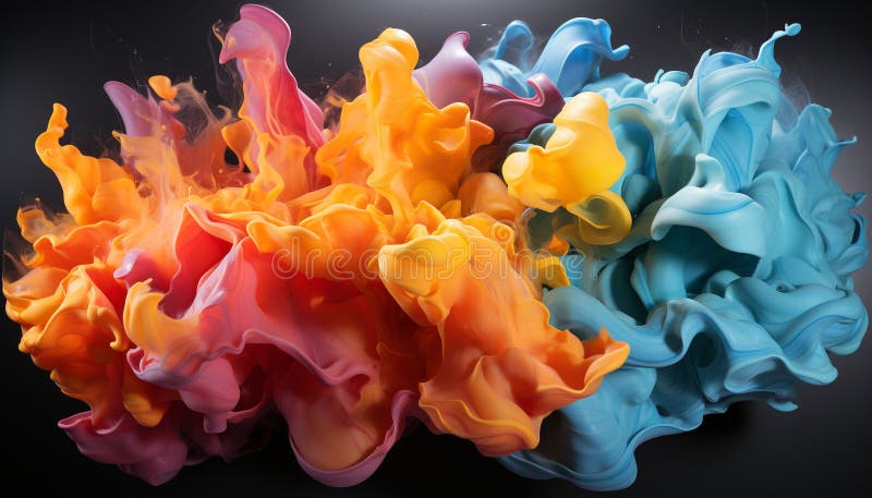 Abstract Flame Colors in Vibrant Liquid Paint, Creating Futuristic ...