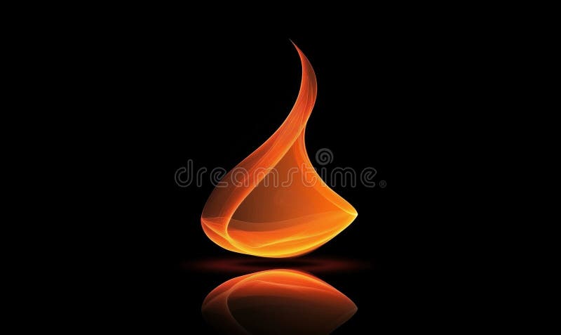 Abstract Flame Design, Glowing Orange Shape, Smooth Curves, Dark ...