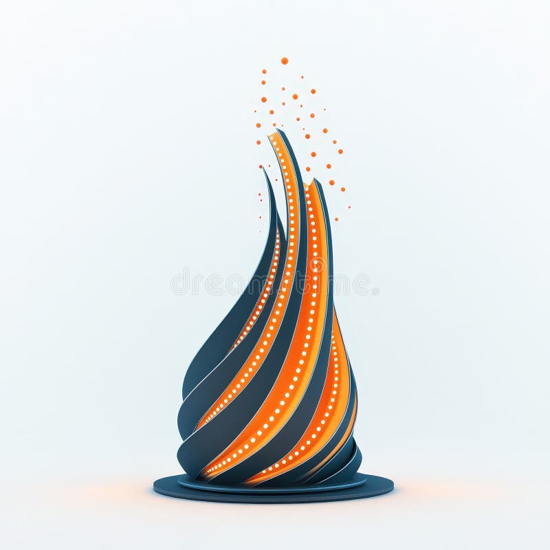 Abstract Flame Design with Orange and Blue Geometric Shapes. Stock ...