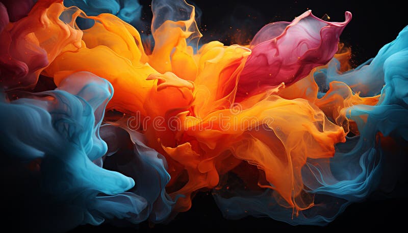 Abstract Flame Ink Paint Colors in Multi Colored Motion Wave Creativity ...