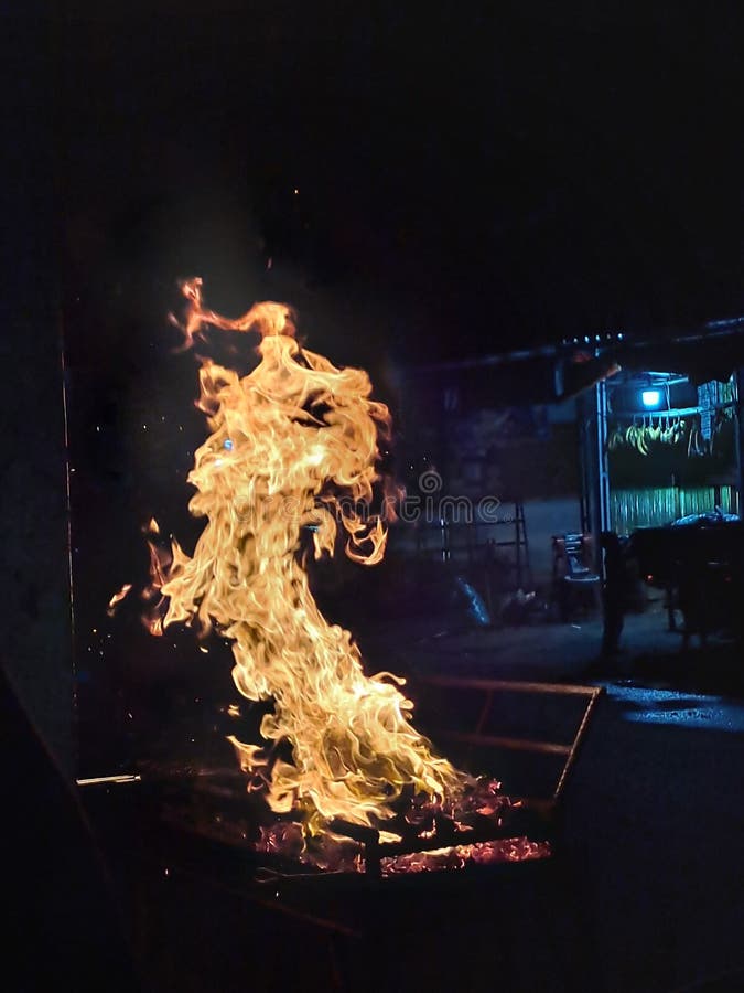Abstract Flame Schene at Barbeque Night Stock Photo - Image of flame ...