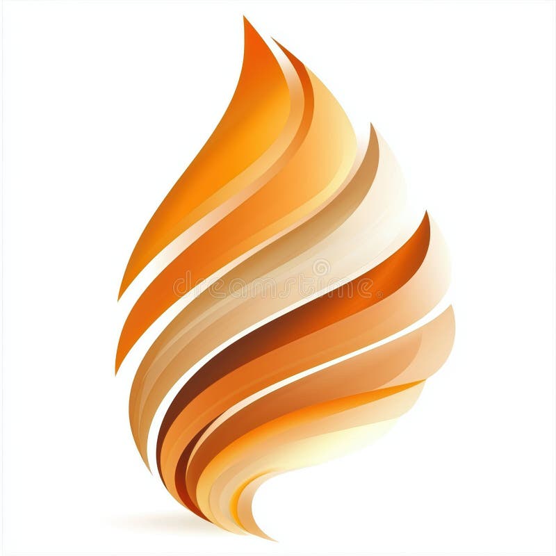 Abstract Flame Shape with Gradient Orange Hues and Flowing Curves on ...