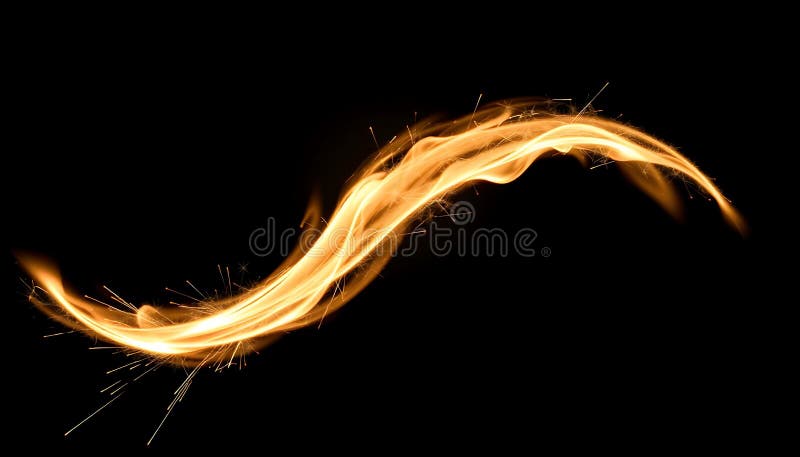 Abstract Flame Shape on Black Background, Fire and Energy Design ...