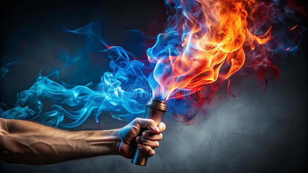 Abstract Flame Torch Held in Hand a Striking Visual of Energy Passion ...