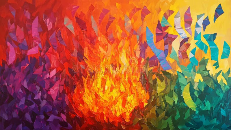 Abstract Flame with Triangular Shapes in Vibrant Colors Stock ...