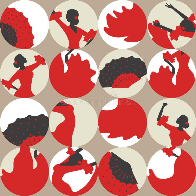 Abstract Flamenco Seamless Pattern with Dancing Woman Stock Vector ...