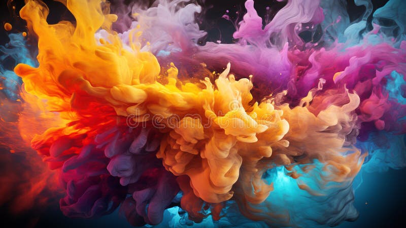 Abstract Flames Exploding in Multi Colored Ink and Paint Stock ...