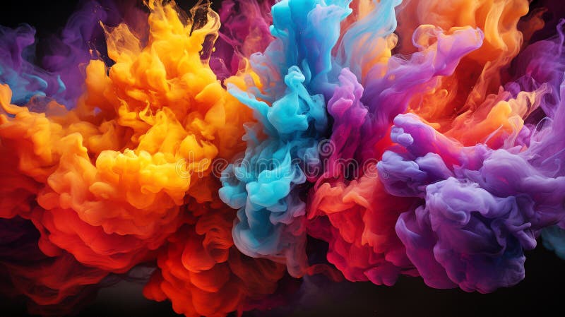 Abstract Flames Exploding in Multi Colored Ink and Paint Stock ...