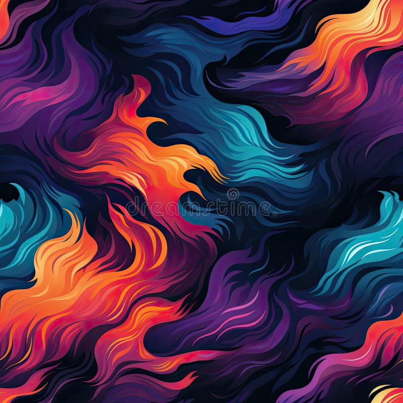 Abstract Flames in Moody Colors with Vibrant Patterns (tiled) Stock ...