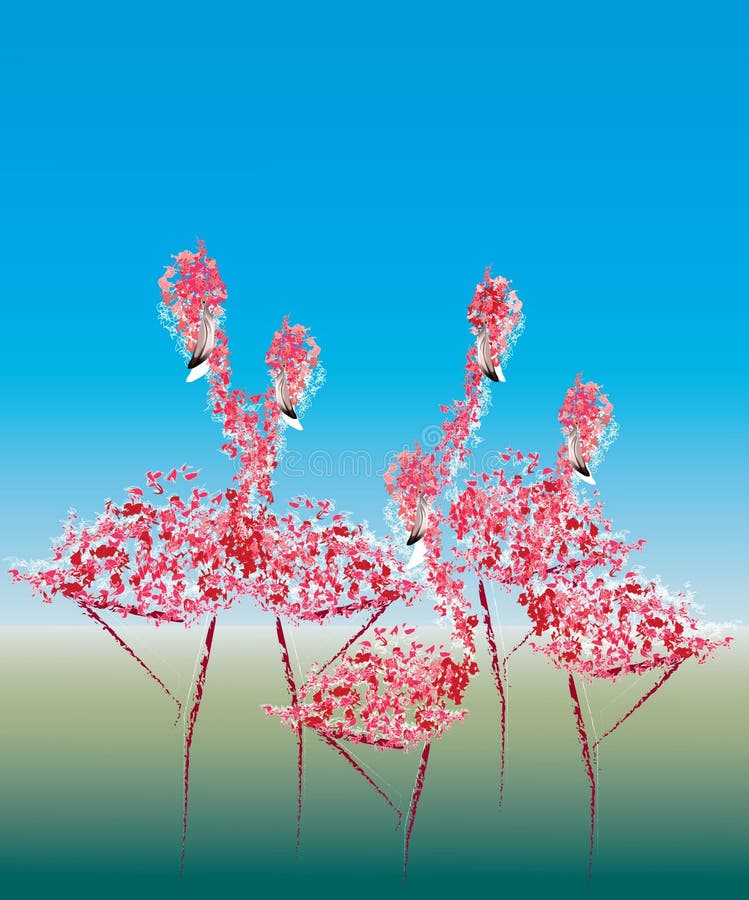 Abstract Pink Flamingos on Pink Background Stock Vector - Illustration ...