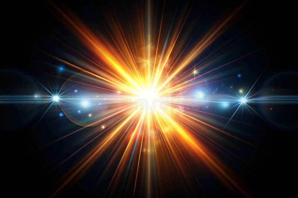 Abstract Flare Light on Black Background Stock Illustration ...