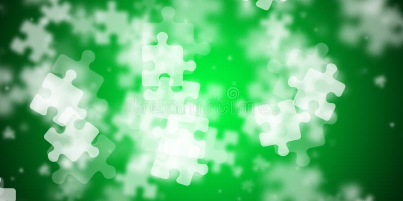 Abstract Flashy Green Background with Flying Puzzle Pieces Stock ...