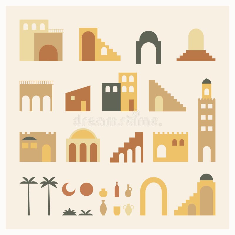 Abstract Flat Arabic Architecture Element Stock Illustration ...