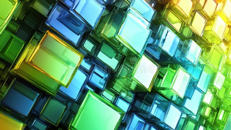 Abstract Geometric Background – Dimensional Blue and Green Rectangles ...
